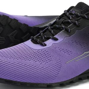 ikunka Men'S Fashion Sneakers Lightweight Breathable Walking Shoes Tennis Cross Training Shoe Non Slip Trail Running Shoes（Purple 14）