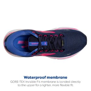 Brooks Women's Ghost 15 GTX Waterproof Neutral Running Shoe - Peacoat/Blue/Pink - 6.5 Medium