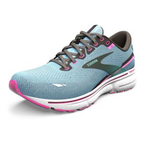 brooks women's ghost 15 neutral running shoe - blue bell/black/pink - 7.5 medium