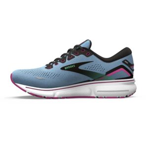 Brooks Women's Ghost 15 Neutral Running Shoe - Blue Bell/Black/Pink - 7.5 Medium