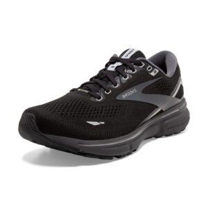 brooks men's ghost 15 gtx waterproof neutral running shoe - black/blackened pearl/alloy - 11.5 medium