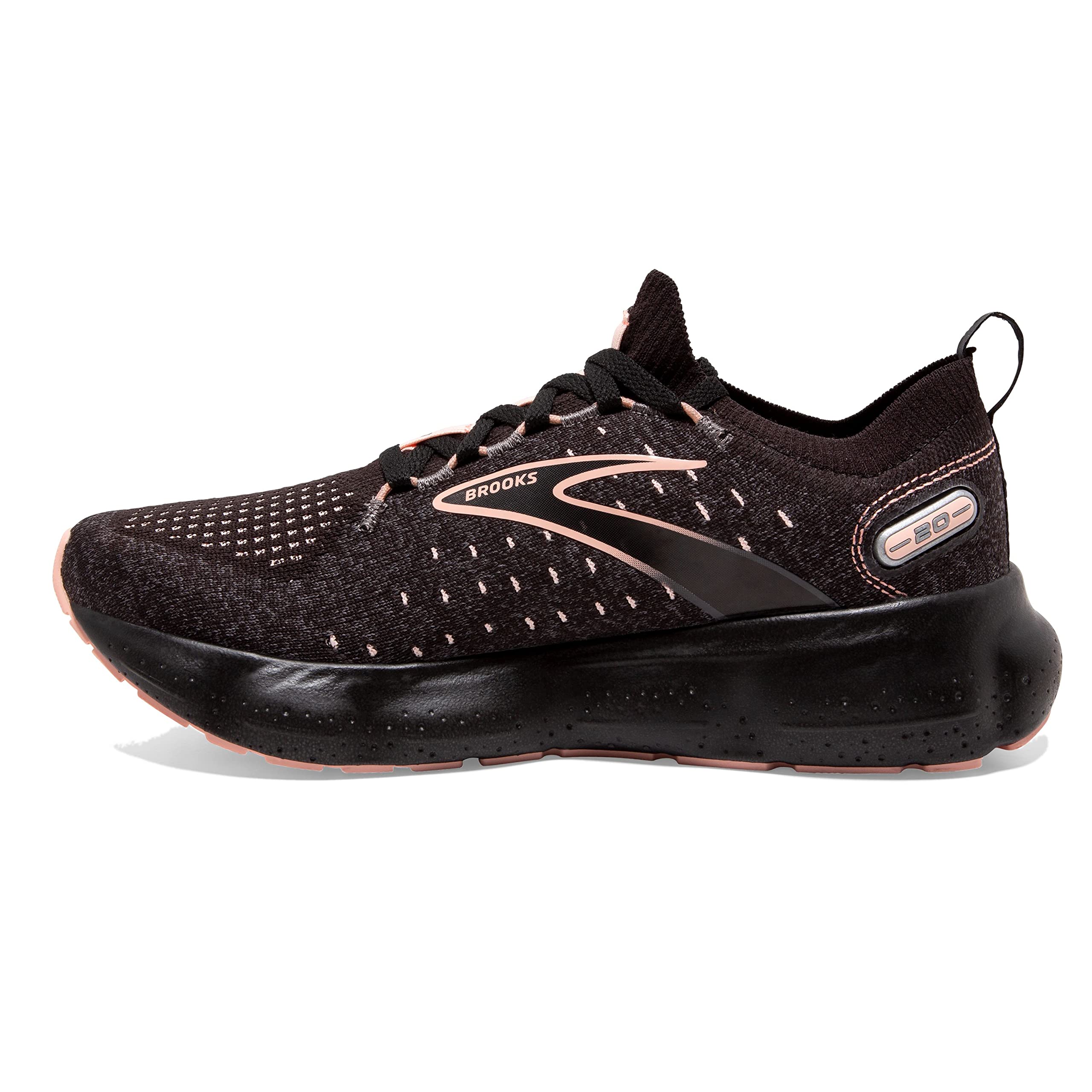 Brooks Women’s Glycerin StealthFit 20 Neutral Running Shoe - Black/Pearl/Peach - 8 Medium