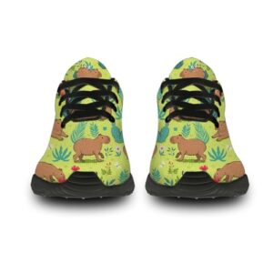 Womens Mens Capybara Shoes Running Shoes Tennis Walking Sneakers Capybara Animal Print Shoes Gifts for Boy Girl,Size 12 Men/15 Women Black