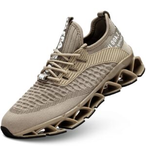 men's running shoes blade tennis walking fashion sneakers breathable non slip gym sports work trainers khaki