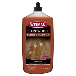 weiman high-traffic hardwood floor polish and restorer - natural shine, removes scratches, leaves protective layer 32 fl. oz