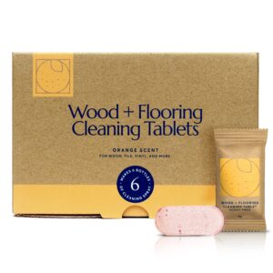 cleanomic wood and flooring cleaning tablets (6 pack) - all-purpose multi-surface household cleaner tablets (orange scent)