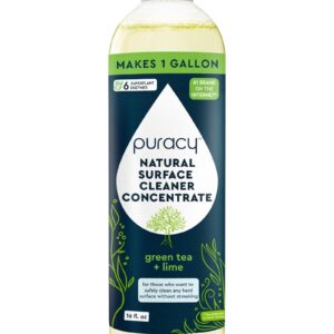 Puracy 99.9% Natural All Purpose Cleaner Concentrate - Makes 128oz Multi Purpose Cleaner - Green Tea & Lime - Surface Cleaner, Floor Cleaner, Kitchen, Cleaner, Bathroom Cleaner - Cleaning supplies