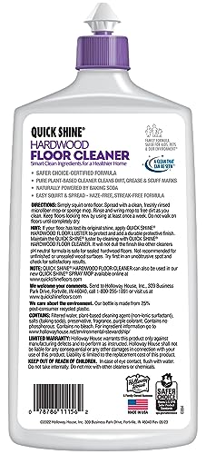 Quick Shine Hardwood Floor Cleaner & Wood Floor Polish w/Plant-Derived Carnauba 2-27oz Bottles, Removes Scratches, Safer Choice, A Clean That Can Be Seen