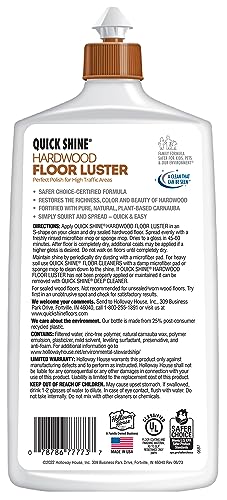 Quick Shine Hardwood Floor Cleaner & Wood Floor Polish w/Plant-Derived Carnauba 2-27oz Bottles, Removes Scratches, Safer Choice, A Clean That Can Be Seen