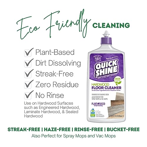 Quick Shine Hardwood Floor Cleaner & Wood Floor Polish w/Plant-Derived Carnauba 2-27oz Bottles, Removes Scratches, Safer Choice, A Clean That Can Be Seen