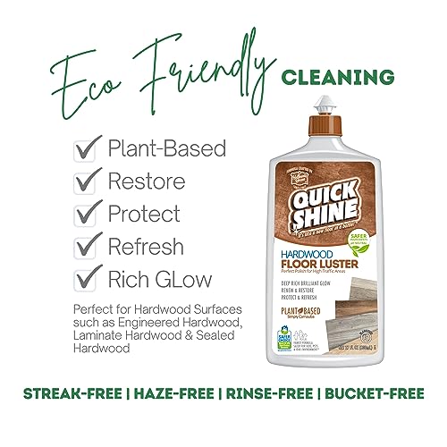 Quick Shine Hardwood Floor Cleaner & Wood Floor Polish w/Plant-Derived Carnauba 2-27oz Bottles, Removes Scratches, Safer Choice, A Clean That Can Be Seen