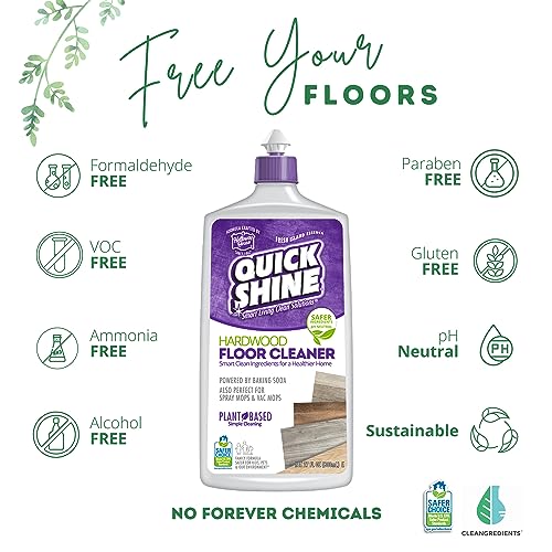 Quick Shine Hardwood Floor Cleaner & Wood Floor Polish w/Plant-Derived Carnauba 2-27oz Bottles, Removes Scratches, Safer Choice, A Clean That Can Be Seen