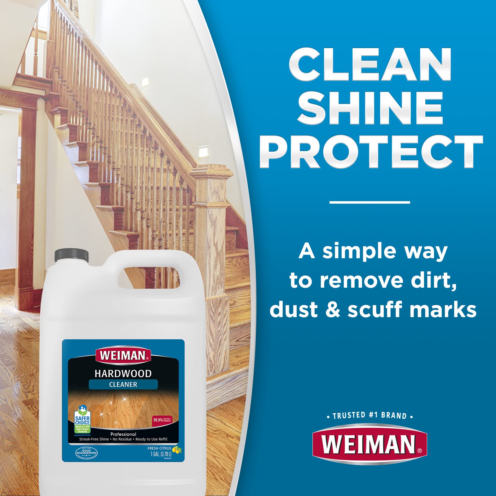 Weiman Hardwood Floor Cleaner - 128 Ounce Refill - Finished Engineered Hardwood Floors