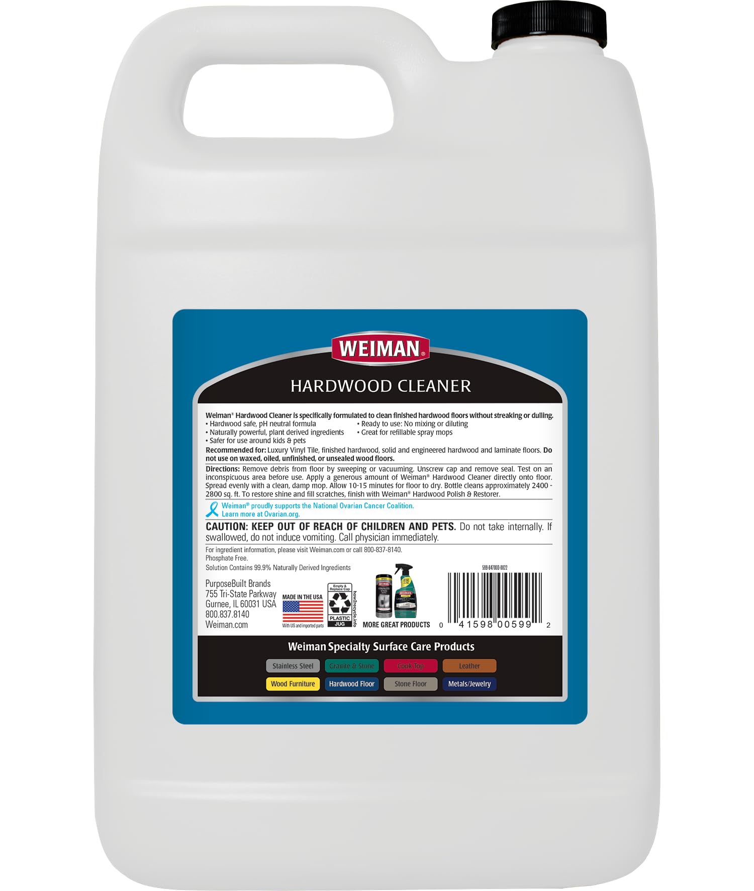 Weiman Hardwood Floor Cleaner - 128 Ounce Refill - Finished Engineered Hardwood Floors