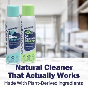 Goodbye Naturally Glass Cleaner and All Surface Cleaner, Safe and Effective All Natural Cleaning Products, 14 oz Continuous Spray Cans, 2 Pack