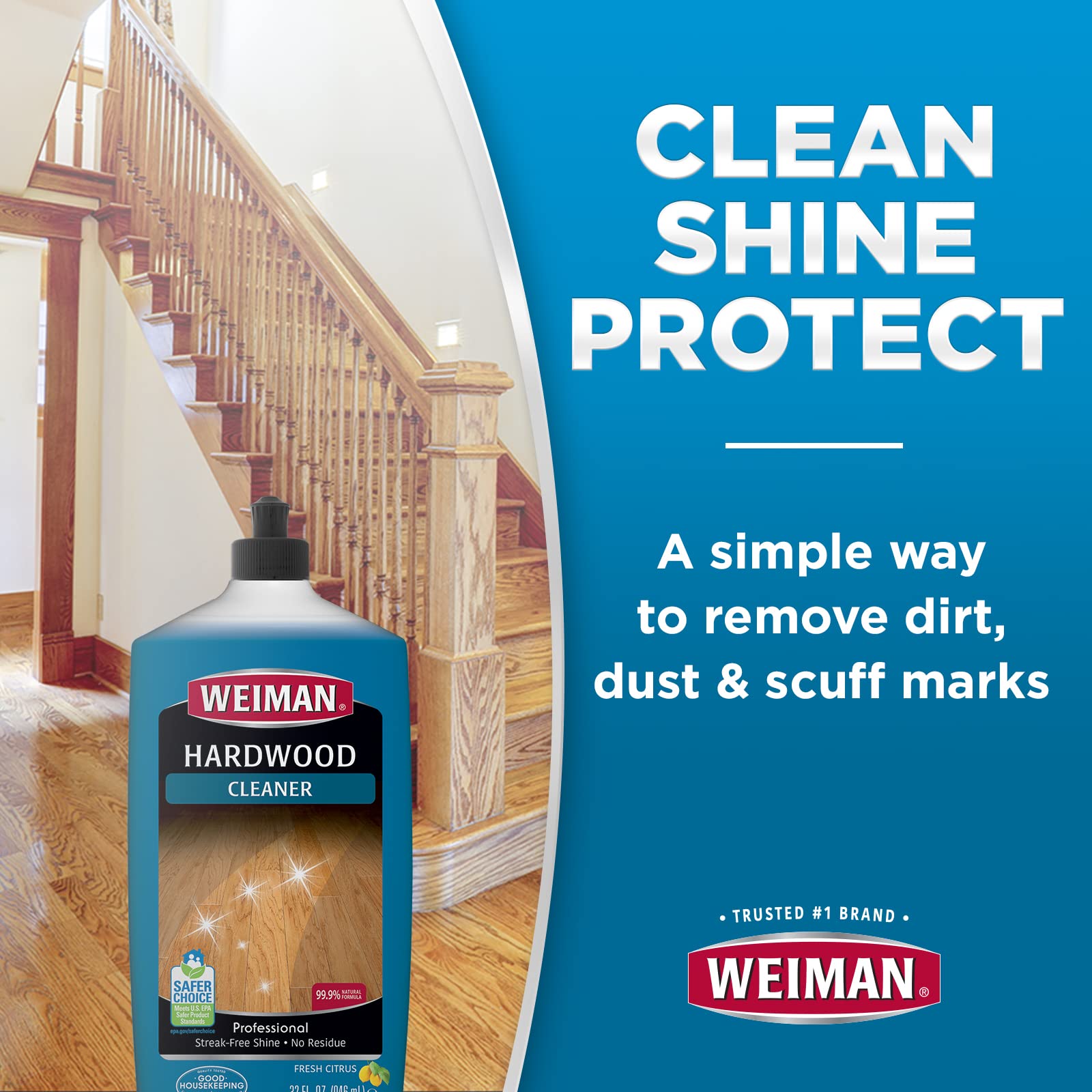 Weiman Hardwood Floor Cleaner Gallon and Refillable Squeeze Bottle - Finished Wood Surfaces