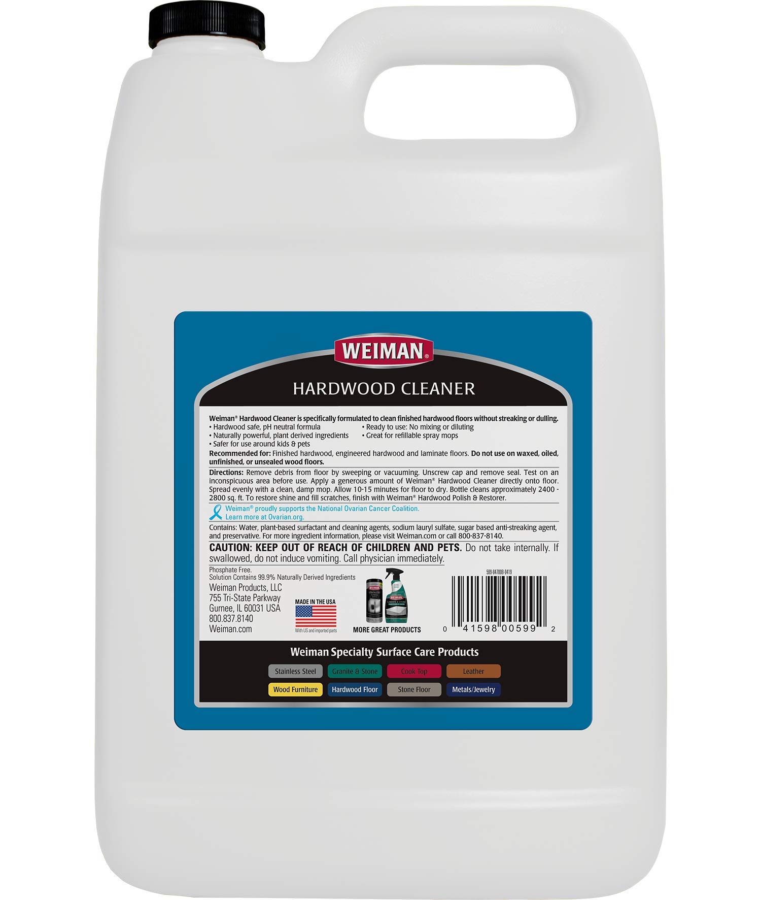 Weiman Hardwood Floor Cleaner Gallon and Refillable Squeeze Bottle - Finished Wood Surfaces