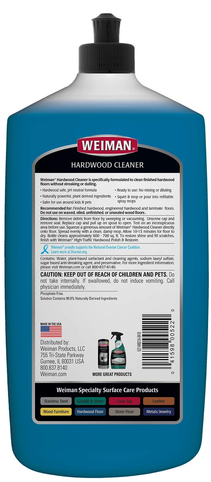 Weiman Hardwood Floor Cleaner Gallon and Refillable Squeeze Bottle - Finished Wood Surfaces