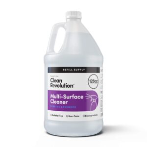 clean revolution multi surface cleaner refill supply, non-toxic, eco-friendly & plant-based, ready to use, seaside lavender, 128 fl oz (1 gallon)