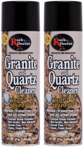 rock doctor granite & quartz cleaner spray 18 oz. can, cleans tile, marble, kitchen countertop, and natural stone surfaces, streak-free shine pack of 2