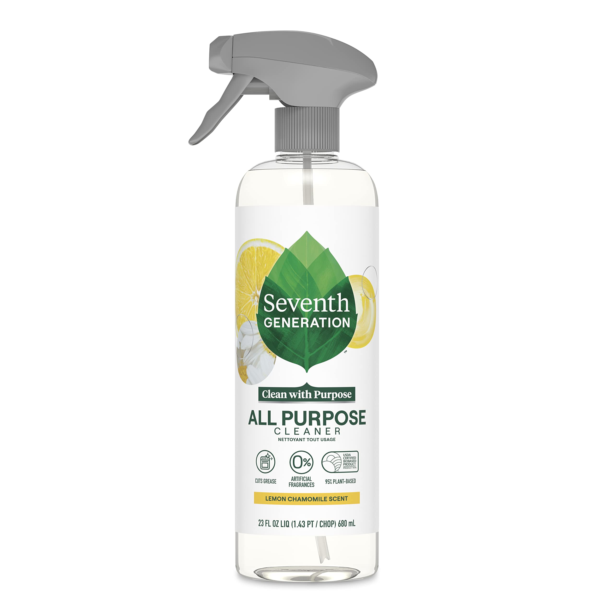 Seventh Generation All Purpose Cleaner, Lemon Chamomile Scent, Cuts Grease, 23 Fl Oz