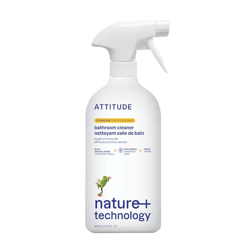 ATTITUDE Bathroom Cleaner, EWG Verified, Plant- and Mineral-Based Ingredients, Vegan and Cruelty-Free Household Products, Citrus Zest, 27.1 Fl Oz