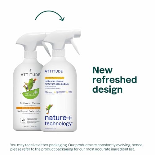 ATTITUDE Bathroom Cleaner, EWG Verified, Plant- and Mineral-Based Ingredients, Vegan and Cruelty-Free Household Products, Citrus Zest, 27.1 Fl Oz