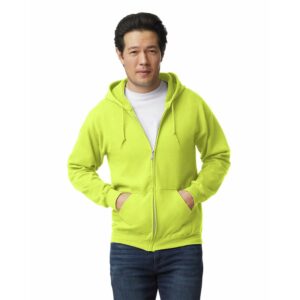 gildan adult fleece zip hoodie sweatshirt, style g18600, multipack, safety green (1-pack), x-large