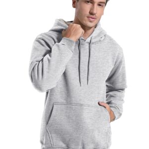 PEHMEA Men's Winter Warm Fleece Hoodie Pullover Long Sleeve Sherpa Lined Hooded Sweatshirt with Pocket(Grey-L)