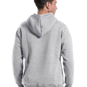 PEHMEA Men's Winter Warm Fleece Hoodie Pullover Long Sleeve Sherpa Lined Hooded Sweatshirt with Pocket(Grey-L)