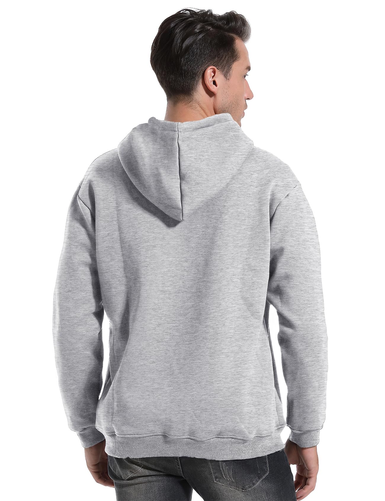 PEHMEA Men's Winter Warm Fleece Hoodie Pullover Long Sleeve Sherpa Lined Hooded Sweatshirt with Pocket(Grey-L)