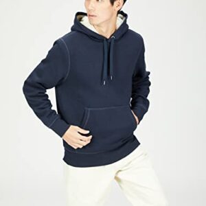 Amazon Essentials Men's Sherpa-Lined Pullover Hoodie, Navy, Large