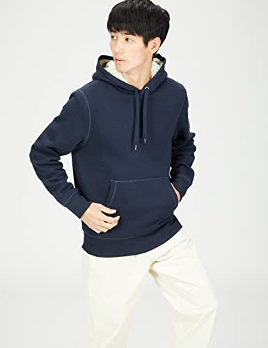 Amazon Essentials Men's Sherpa-Lined Pullover Hoodie, Navy, Large