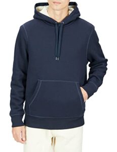 amazon essentials men's sherpa-lined pullover hoodie, navy, large