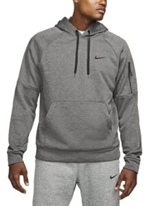 nike men's therma pullover fitness hoodie carbon heather/black