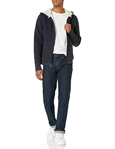 Amazon Essentials Men's Sherpa-Lined Full-Zip Fleece Hoodie, Navy, X-Large