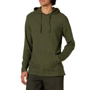 amazon essentials men's long-sleeve slub thermal pullover hoodie (previously goodthreads), olive, x-large