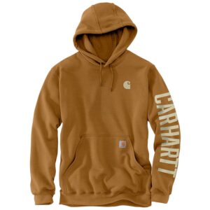 carhartt men's rain defender loose fit midweight c graphic sweatshirt, carhartt brown, medium