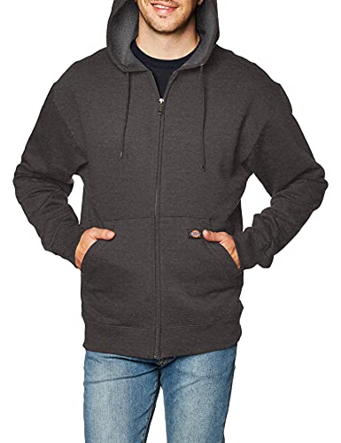 Dickies Men's Big Full Zip Fleece Hoodie, Dark Heather, X-Large Tall