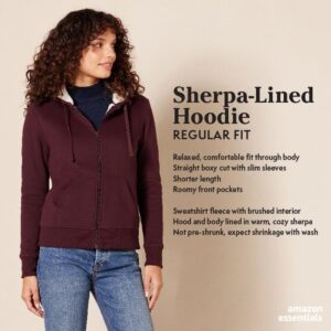 Amazon Essentials Women's Sherpa-Lined Fleece Full-Zip Hooded Jacket (Available in Plus Size), Olive Heather, Large