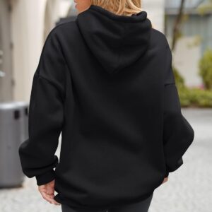 EFAN Hoodies for Women Black Oversized Sweatshirts Hooded Pullover Casual Workout Fall Fashion Outfits Winter Clothes 2024