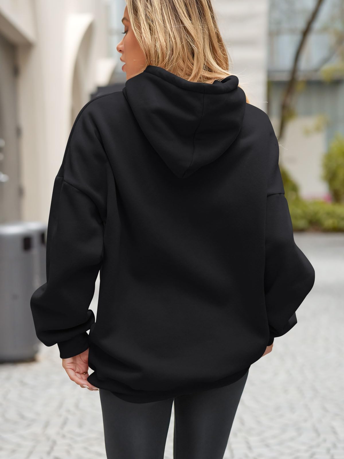 EFAN Hoodies for Women Black Oversized Sweatshirts Hooded Pullover Casual Workout Fall Fashion Outfits Winter Clothes 2024