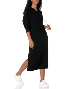 the drop women's claudia cuddle hoodie midi dress, black, m