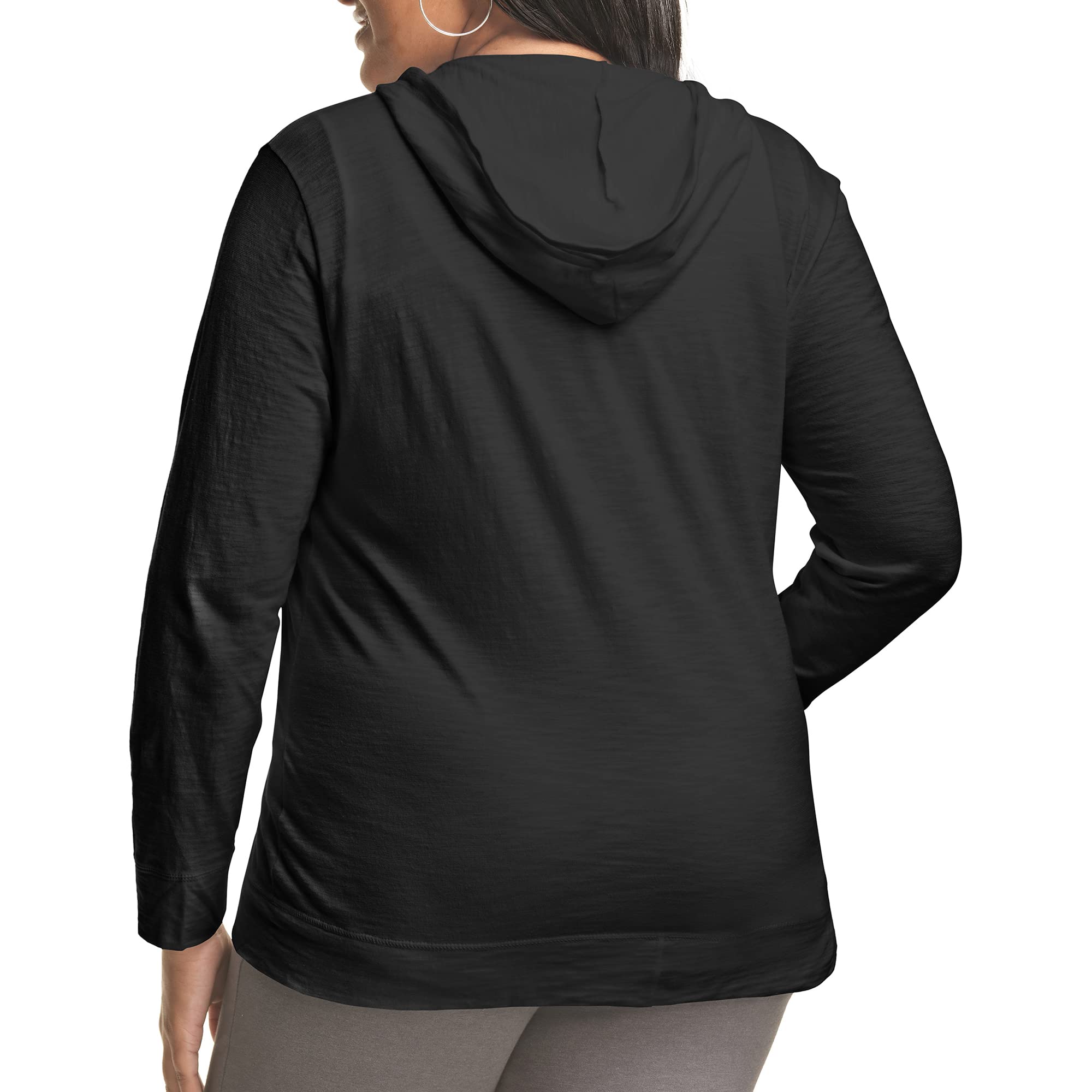 JUST MY SIZE womens Slub-cotton Full-zip Lightweight Women's fashion hoodies, Black, 4X US