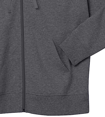 Amazon Essentials Women's French Terry Fleece Full-Zip Hoodie (Available in Plus Size), Dark Grey Heather, Large