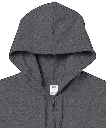 Amazon Essentials Women's French Terry Fleece Full-Zip Hoodie (Available in Plus Size), Dark Grey Heather, Large