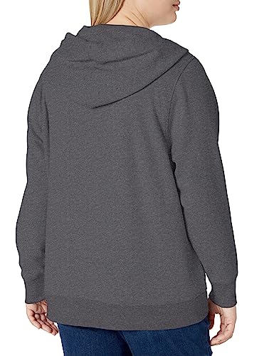 Amazon Essentials Women's French Terry Fleece Full-Zip Hoodie (Available in Plus Size), Dark Grey Heather, Large