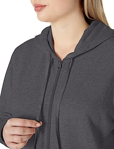 Amazon Essentials Women's French Terry Fleece Full-Zip Hoodie (Available in Plus Size), Dark Grey Heather, Large