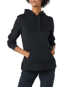 amazon essentials women's french terry hooded tunic sweatshirt, black, large