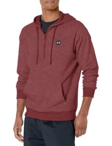 under armour mens rival fleece 1/2 zip hoodie, (690) chestnut red light heather / / onyx white, small